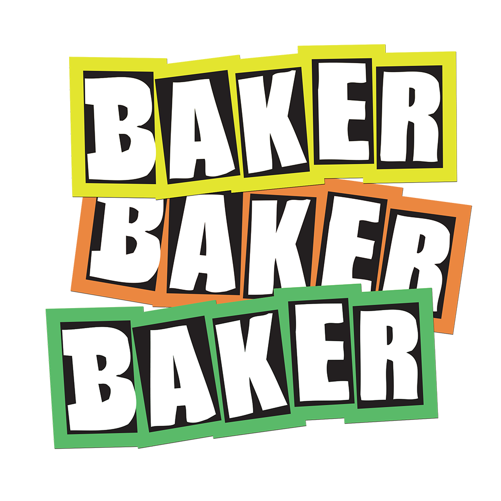 BAKER BRAND LOGO NEON STICKER ASSORTED COLORS – www.skatersadvocate.com